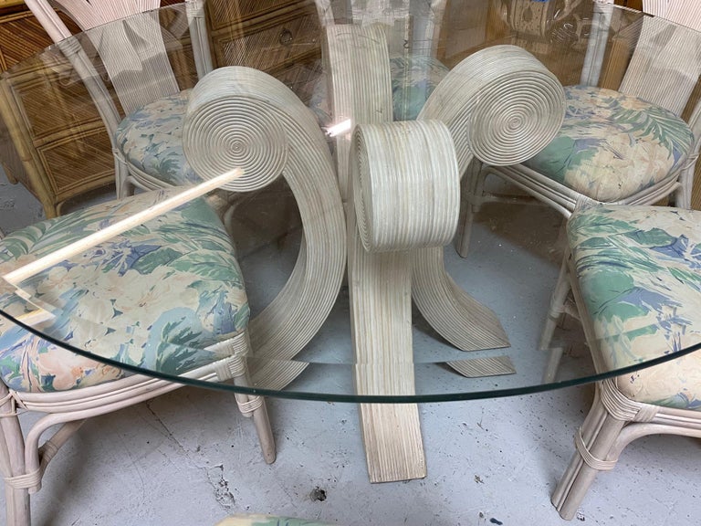 Split Reed Rattan Dining Set in the Manner of Betty Cobonpue For Sale ...