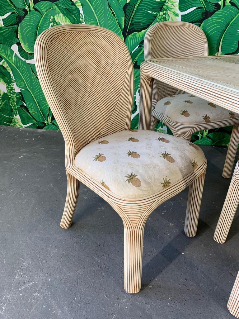 Split Reed Rattan Dining Table and 4 Chairs Set at 1stDibs