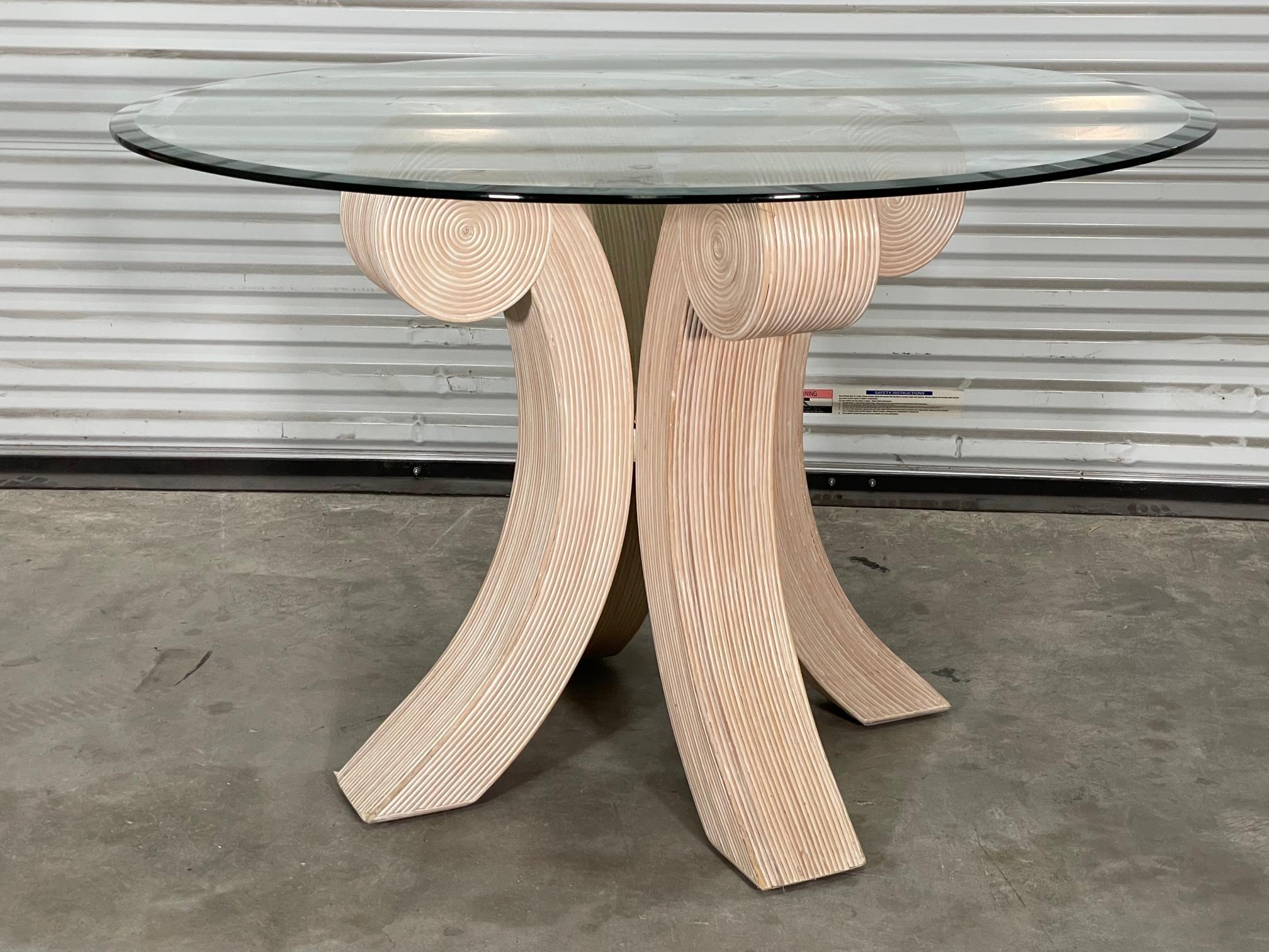 Split Reed Rattan Dining Table in the Manner of Betty Cobonpue at 1stDibs