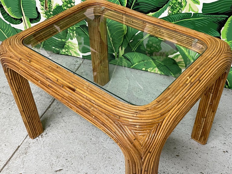 Split Reed Rattan End/Side Table For Sale at 1stDibs