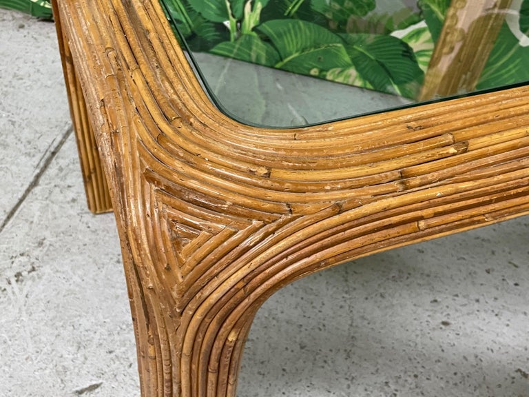 Split Reed Rattan End/Side Table For Sale at 1stDibs