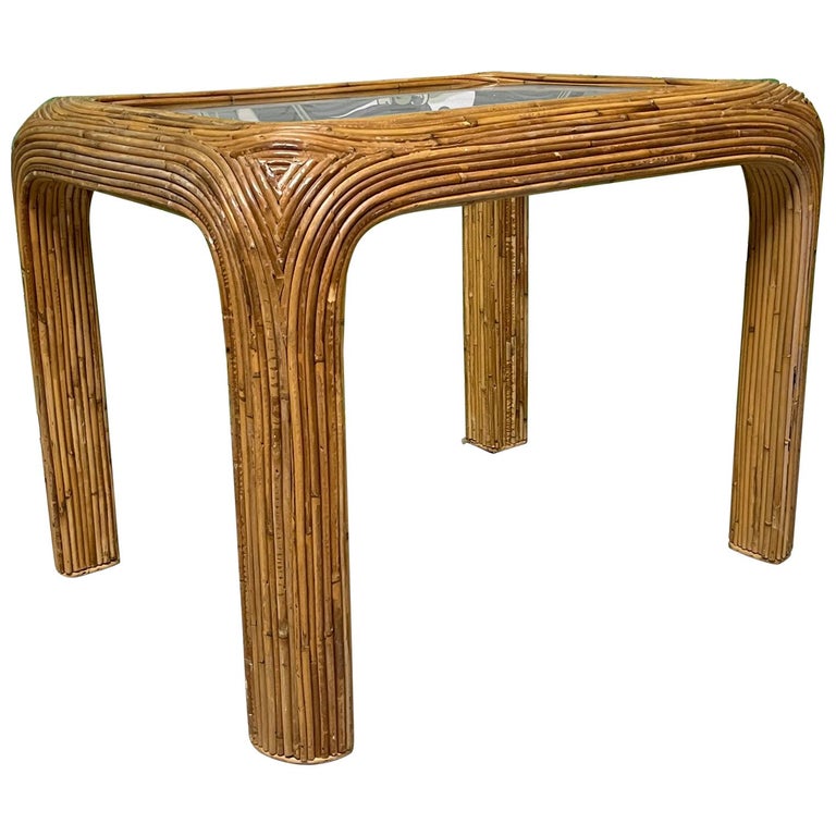 Split Reed Rattan End/Side Table For Sale at 1stDibs
