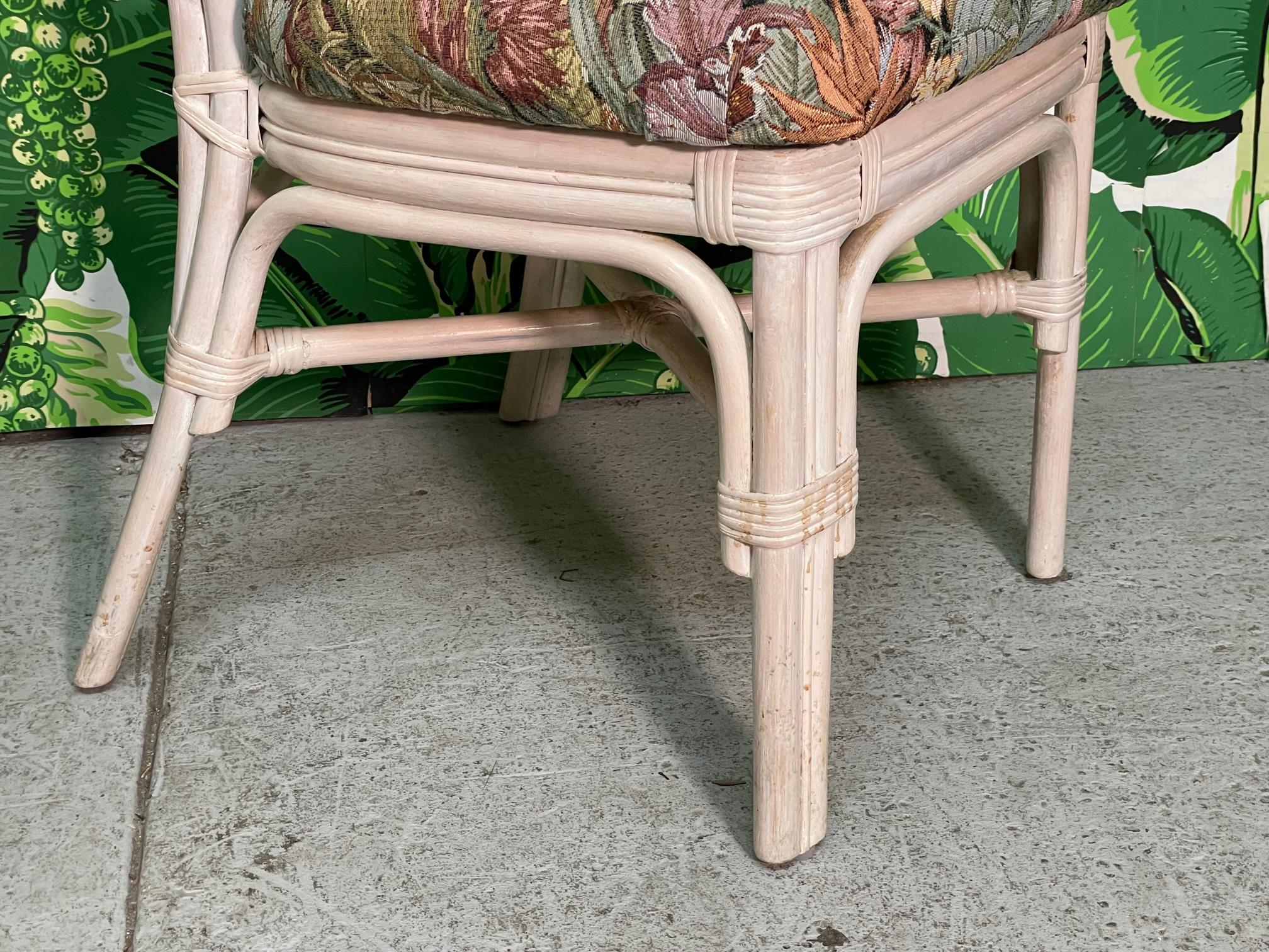 Split Reed Rattan Floral Design Dining Chairs For Sale at 1stDibs
