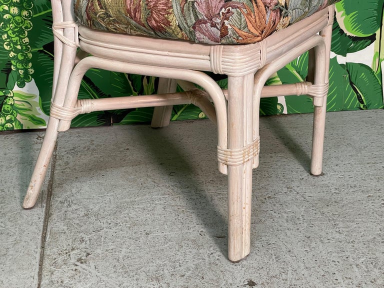 Split Reed Rattan Floral Design Dining Chairs, Set of 6 For Sale at 1stDibs