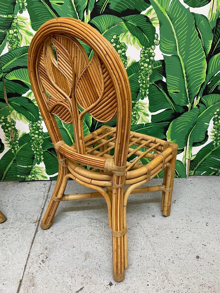 Split Reed Rattan Palm Tree Back Dining Chairs, Set of 6 at 1stDibs ...