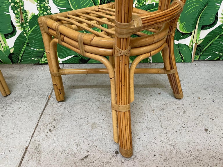 Split Reed Rattan Palm Tree Back Dining Chairs, Set of 6 at 1stDibs
