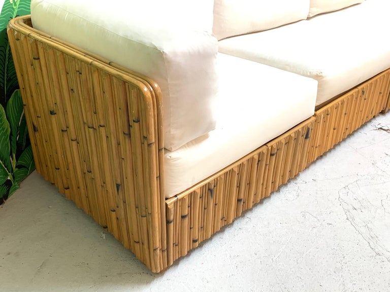 Split Reed Rattan Wrapped Sectional Sofa at 1stDibs