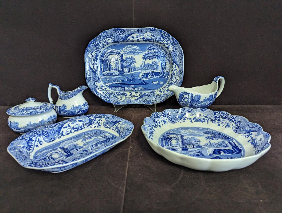 SPODE 52pc “Blue Italian” Dish Set For Sale at 1stDibs | spode blue ...