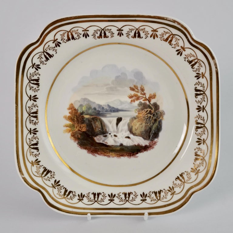 Spode Felspar Porcelain Dessert Service, Landscape Paintings, Regency ...