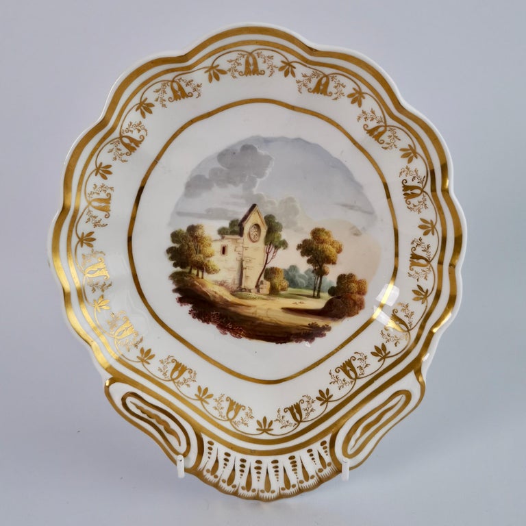 Spode Felspar Porcelain Dessert Service, Landscape Paintings, Regency ...