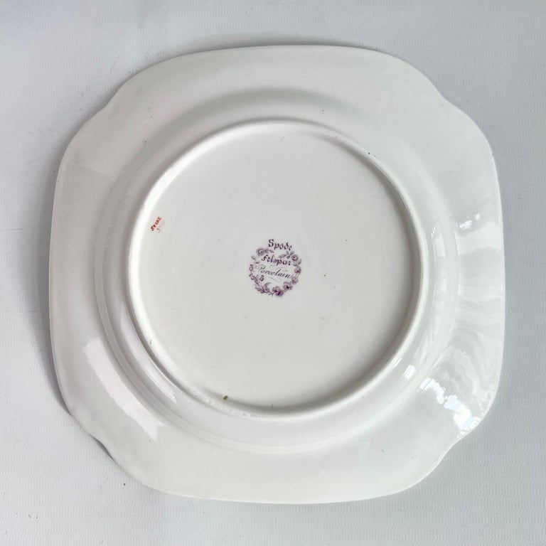 Spode Felspar Square Dessert Plate, Gilt and Flowers, Regency 1824 For ...