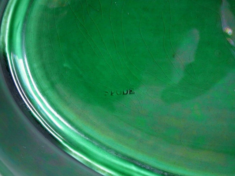 Spode Green Majolica Two-Handled Leaf Platter at 1stDibs