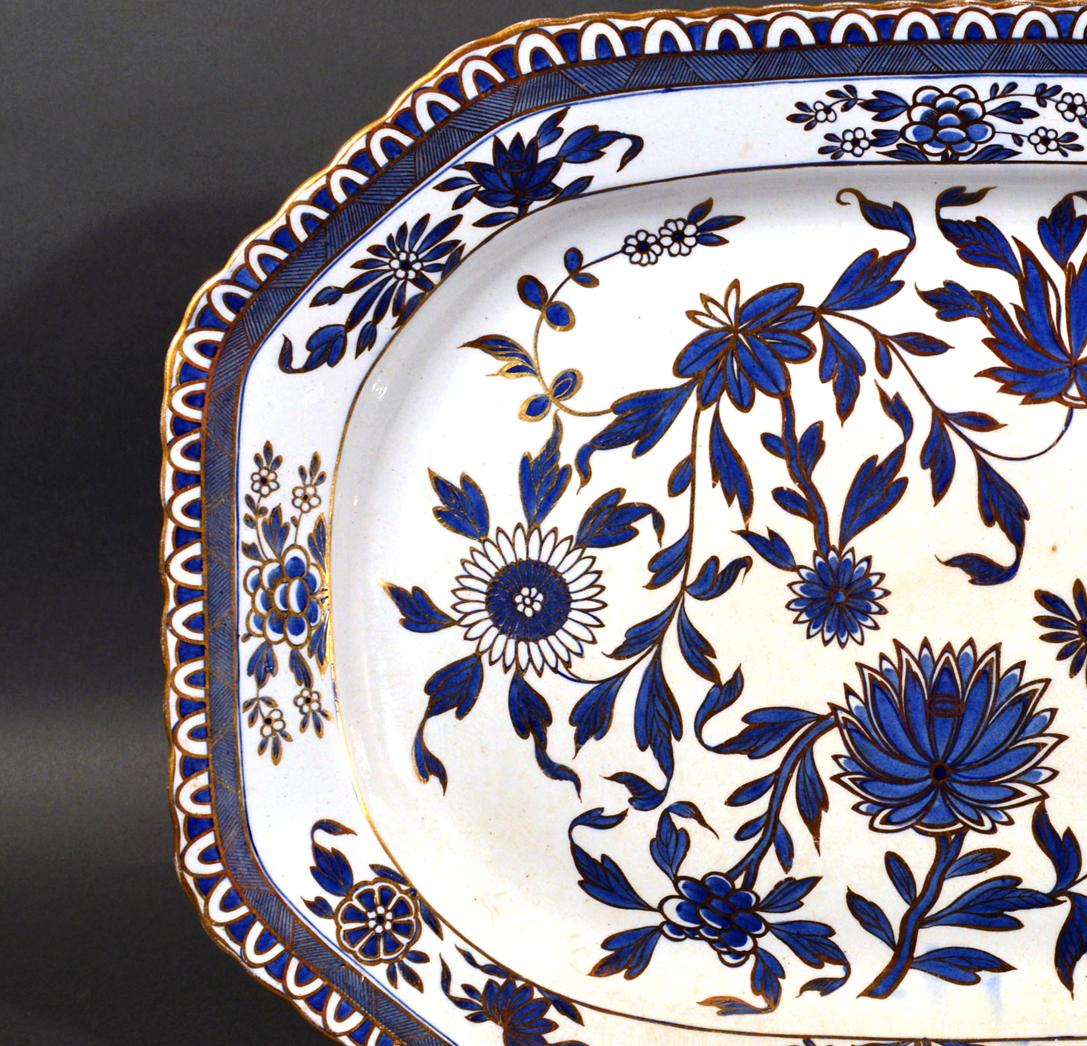 Spode New Stone China Blue and Gold Dish at 1stDibs