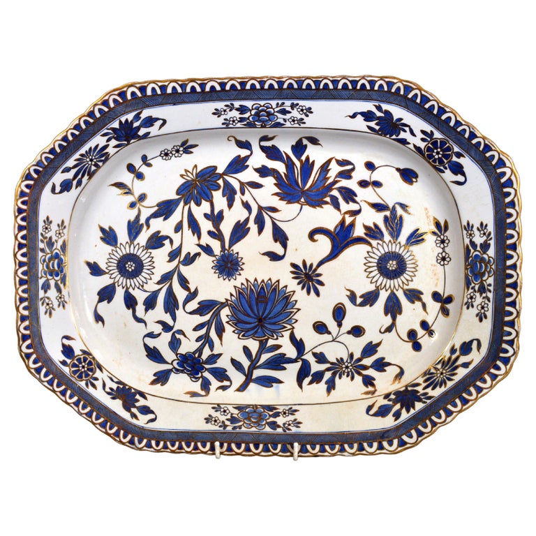 Spode New Stone China Blue and Gold Dish at 1stDibs