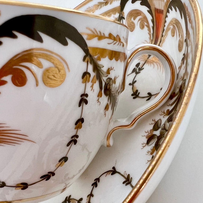 Spode Porcelain Teacup, Neoclassical Garlands Red, Black, Gilt, Regency ...