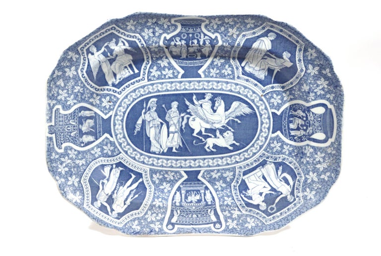 Regency Spode Pottery Neo-Classical Greek Pattern Blue Dish For Sale at ...