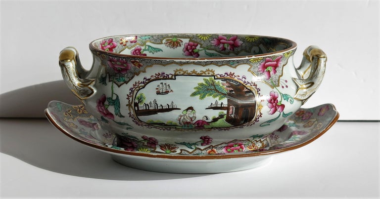 Spode Stone China Sauce Tureen and Stand in Ship Pattern 3067, circa ...