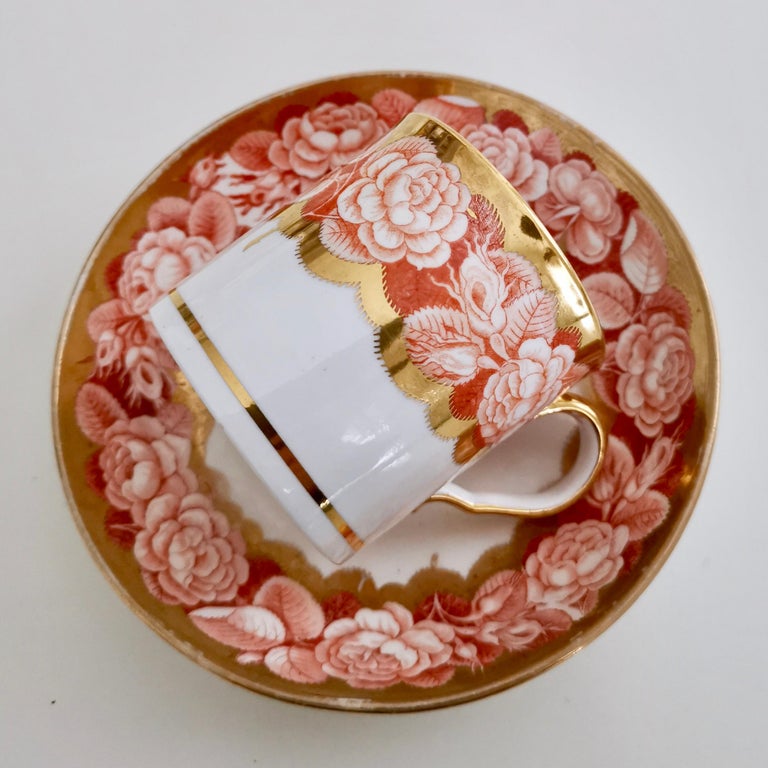 Spode Teacup Trio, Red Pluck and Dust Rose Border, Georgian, circa 1806 ...