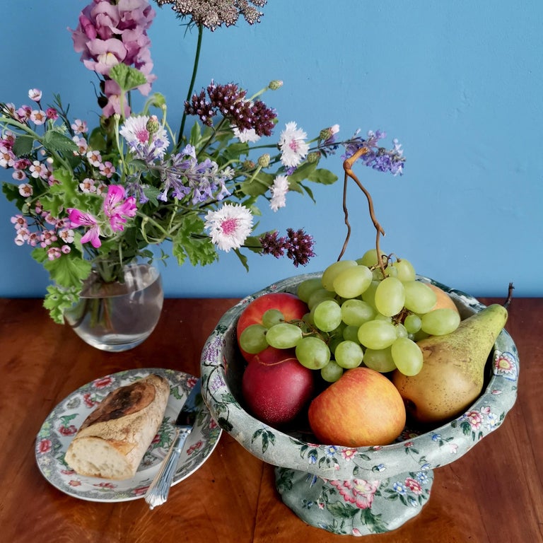 Spode's New Fayence Tazza, Green Chinoiserie Flowers and Birds, Regency ...