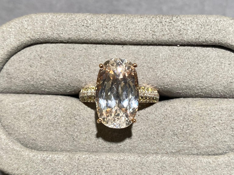 Spodumene and Diamond Ring in 18k Rose Gold For Sale at 1stDibs