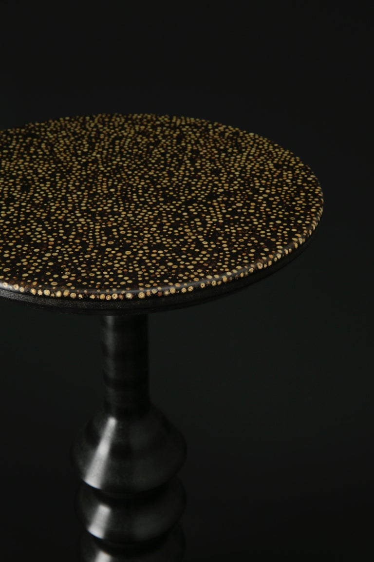 'Spool' End Table in Black Valchromat and Black Piper Surface by ...