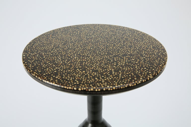 'Spool' End Table in Black Valchromat and Black Piper Surface by ...