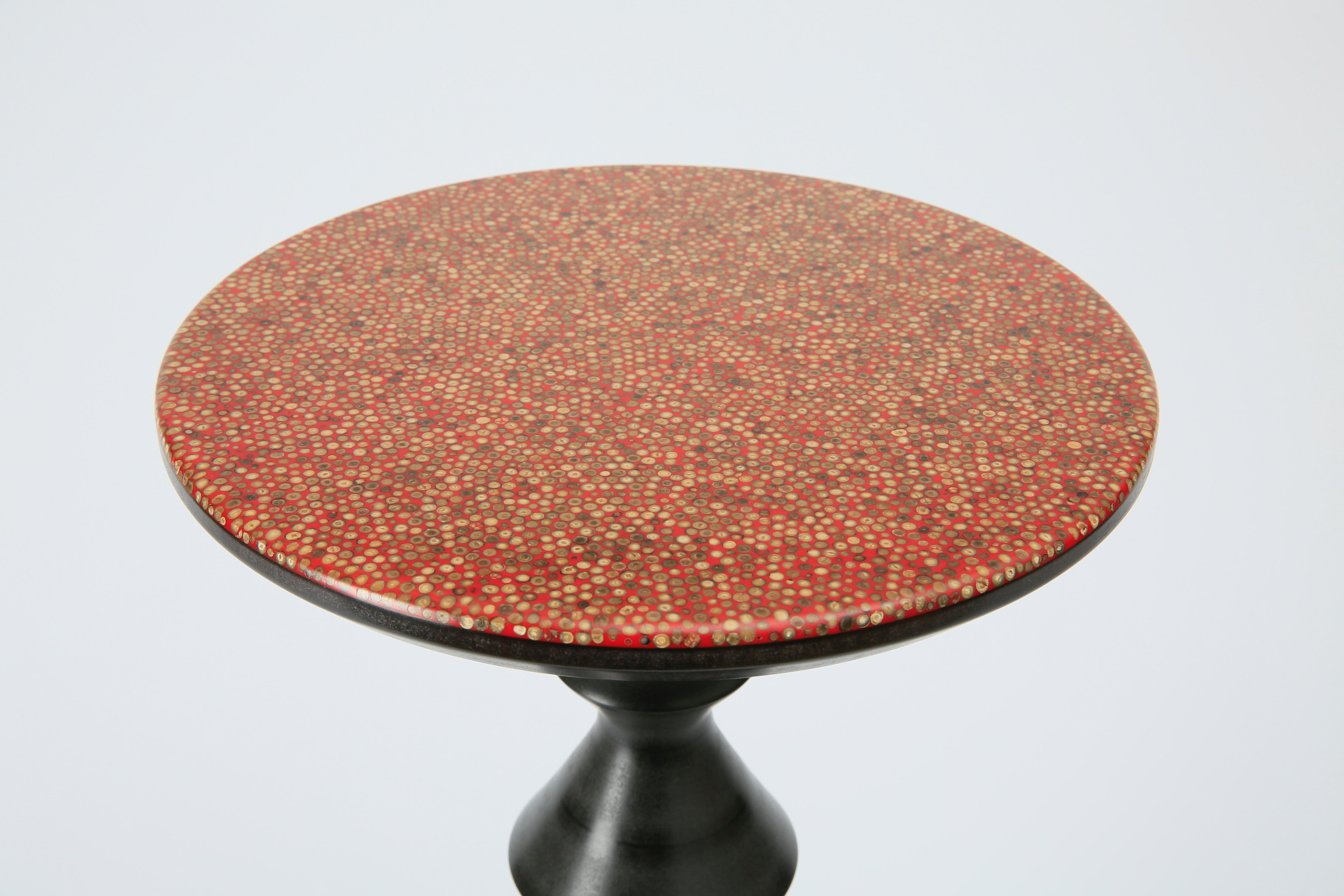 'Spool' End Table in Black Valchromat and Red Piper Surface by Laurent ...