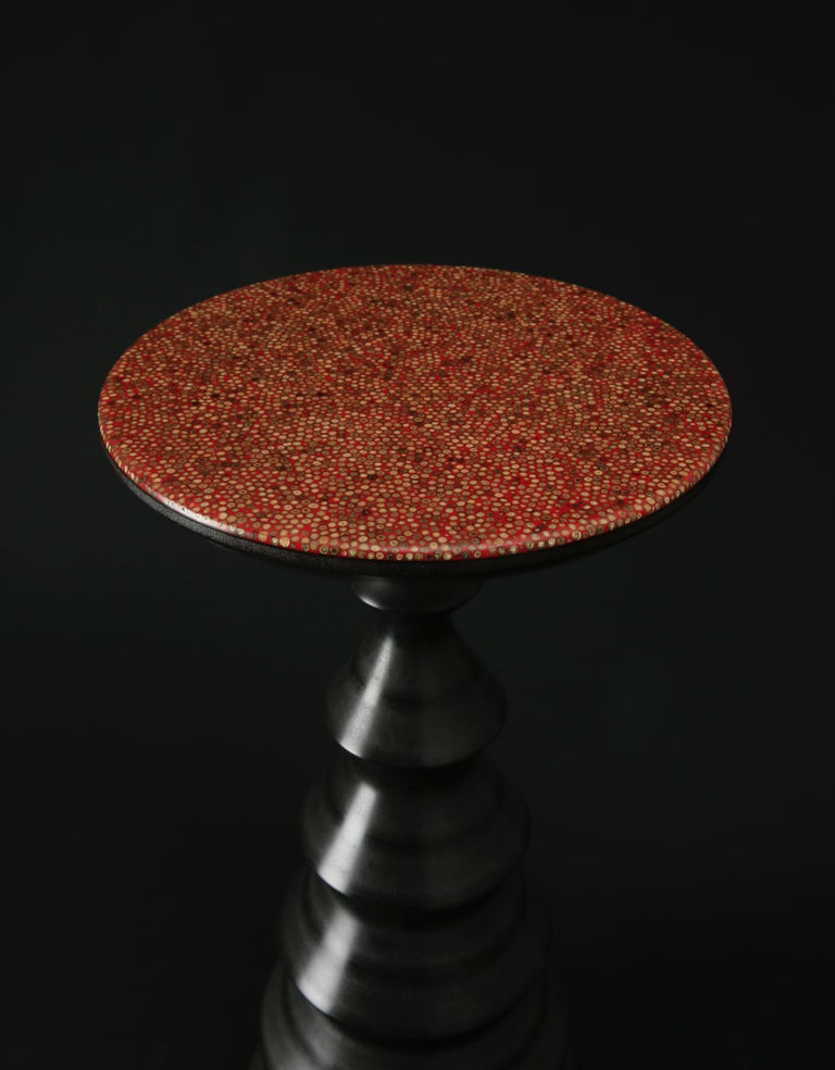 'Spool' End Table in Black Valchromat and Red Piper Surface by Laurent ...