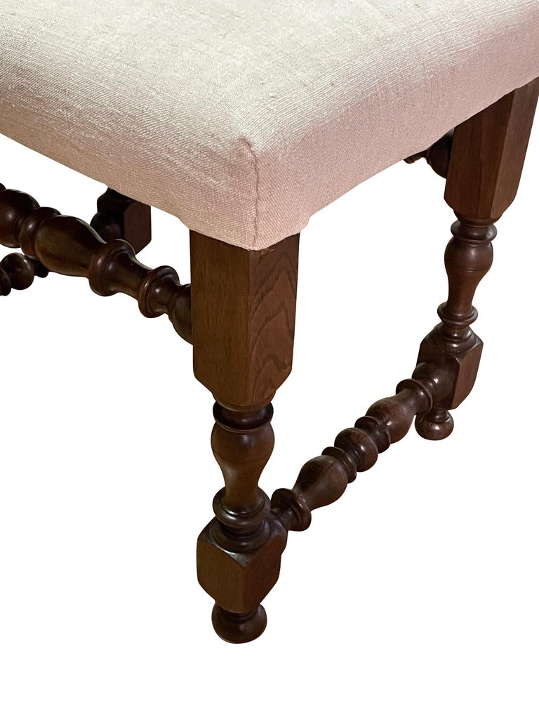 Spool Leg Upholstered Bench, Italy, 19th Century For Sale at 1stDibs