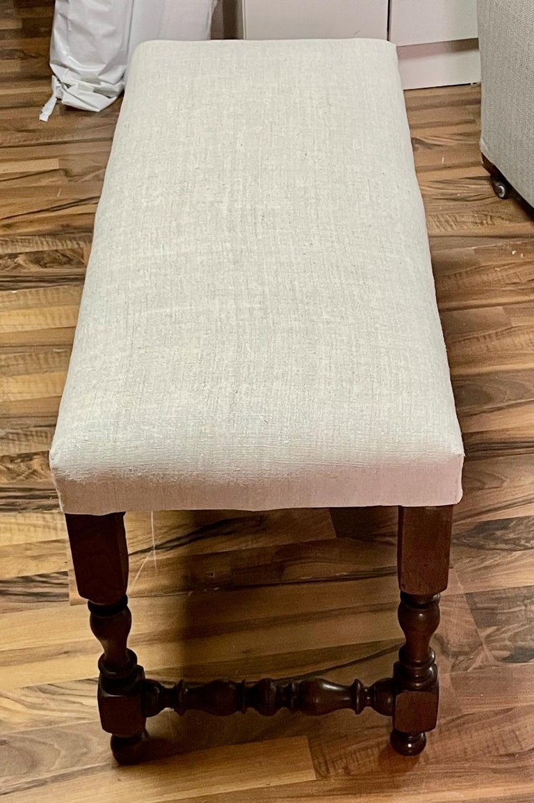 Spool Leg Upholstered Bench, Italy, 19th Century For Sale at 1stDibs