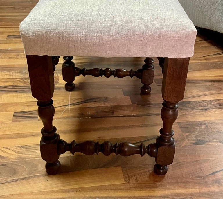 Spool Leg Upholstered Bench, Italy, 19th Century For Sale at 1stDibs
