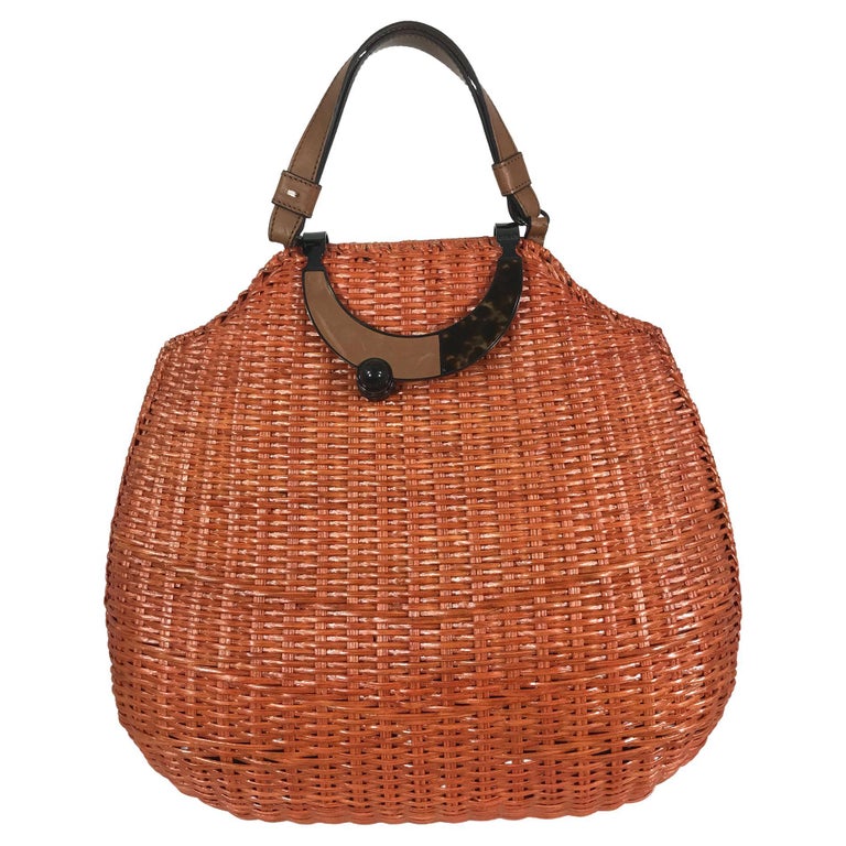 Sport Max Giant Orange Wicker Handbag Shoulder Bag For Sale at 1stDibs