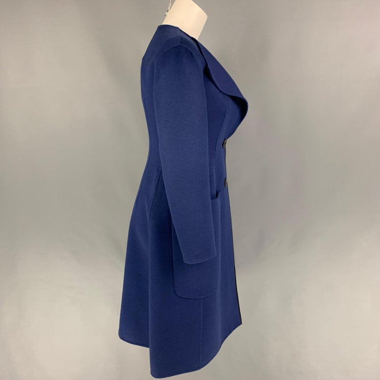 SPORTMAX Size 2 Blue Virgin Wool Angora Single Breasted Coat For Sale ...