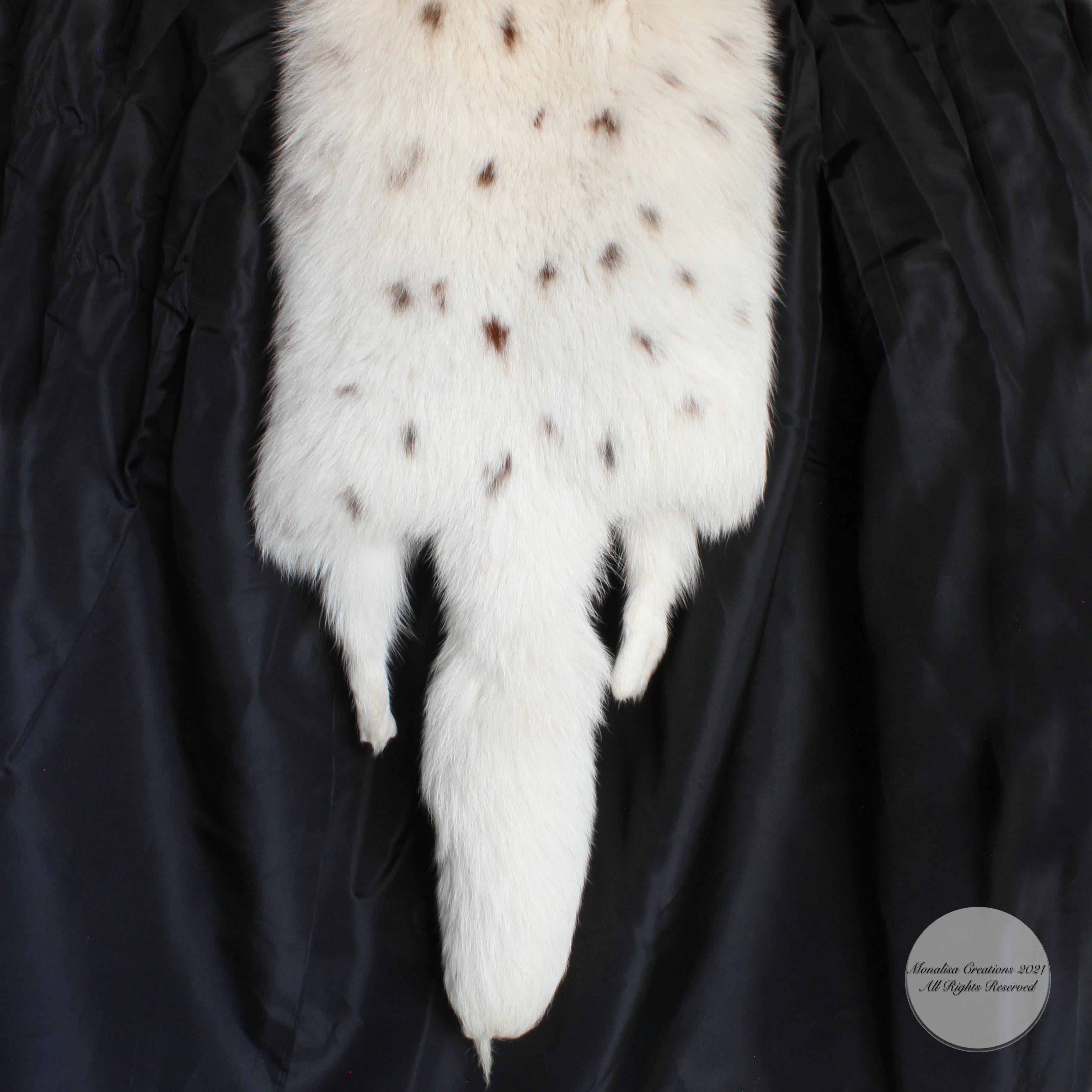 Spotted Fox Wrap Stole with Head and Tail Rare White Fur with Brown ...