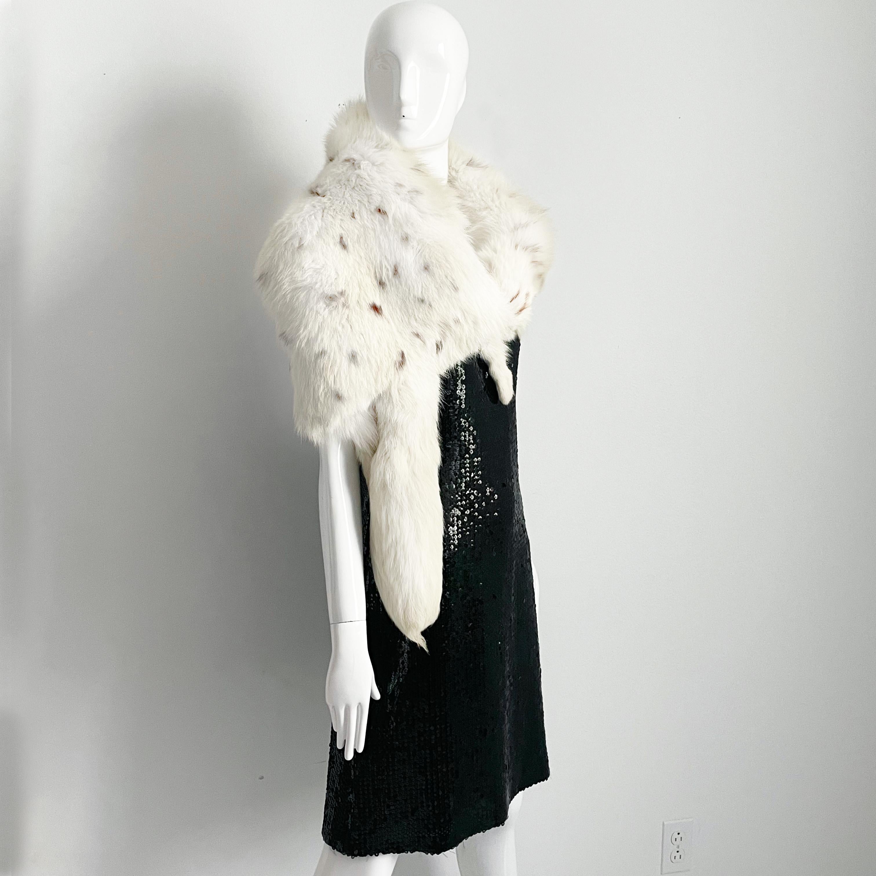 Spotted Fox Wrap Stole with Head and Tail Rare White Fur with Brown ...