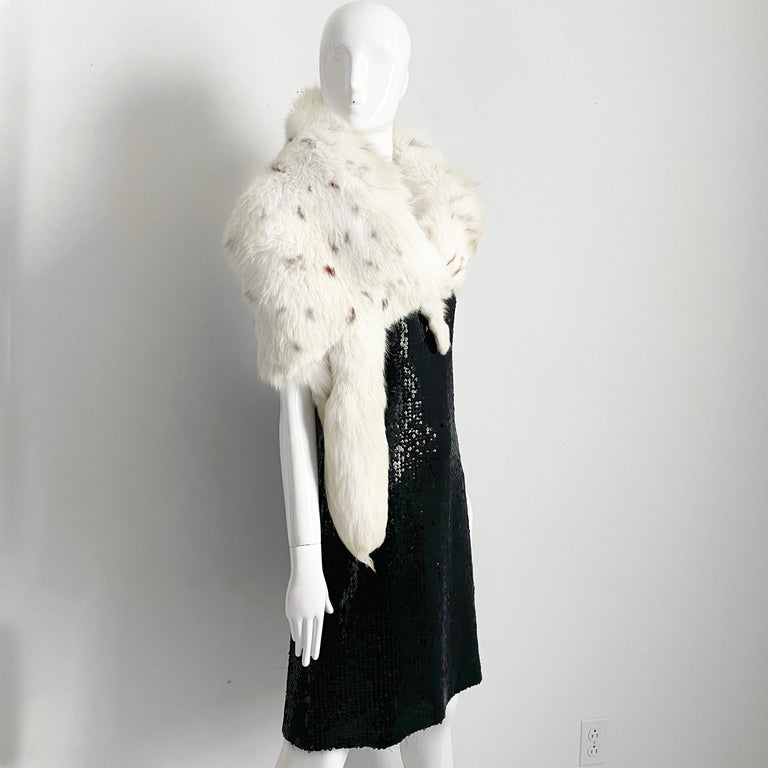 Spotted Fox Wrap Stole with Head and Tail Rare White Fur with Brown ...