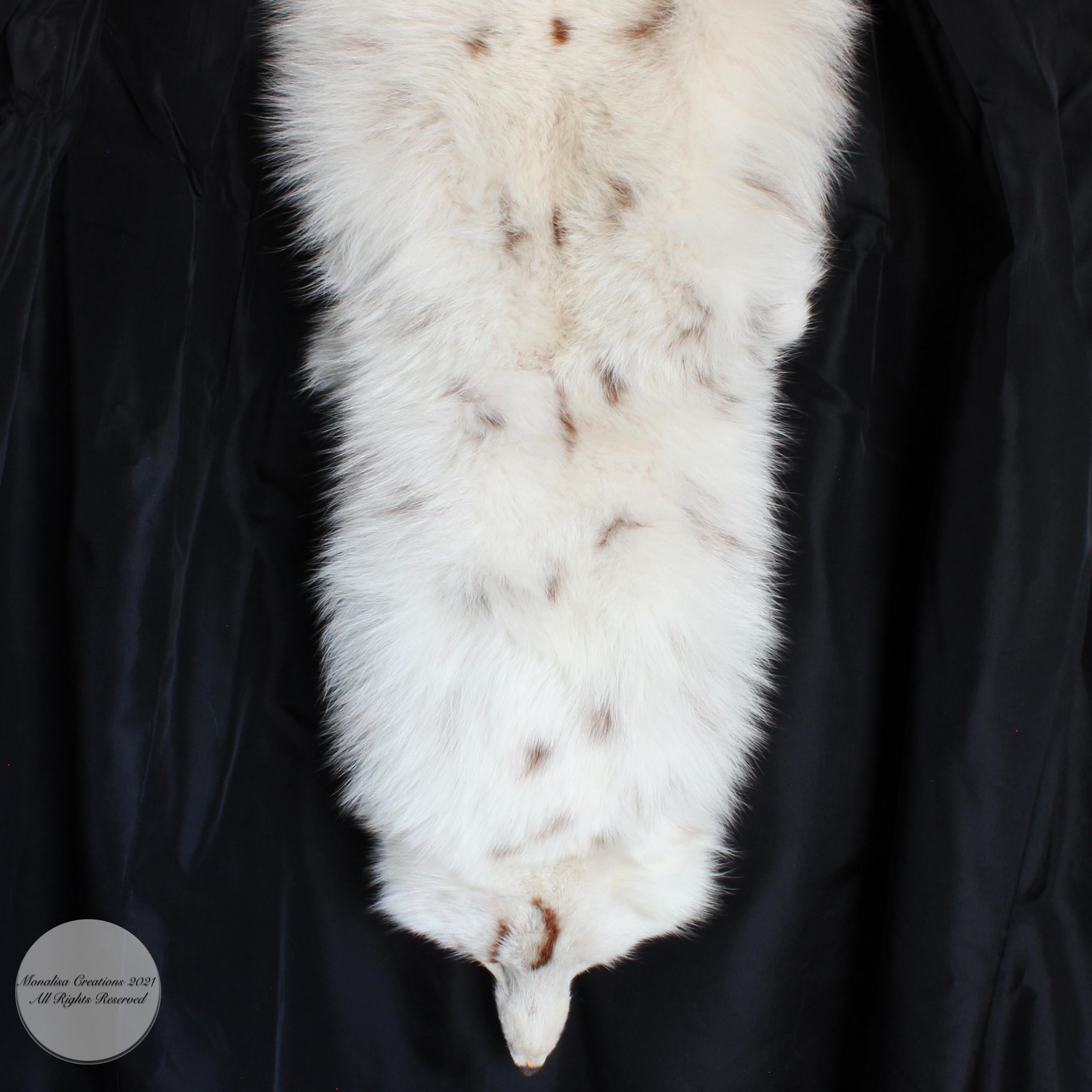 Spotted Fox Wrap Stole with Head and Tail Rare White Fur with Brown ...