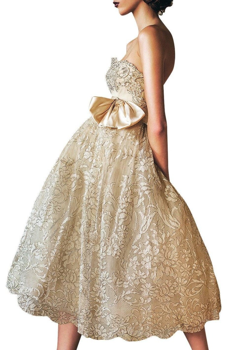 Spring 1959 Christian Dior Haute Couture Ivory and Silver Lace Dress at ...