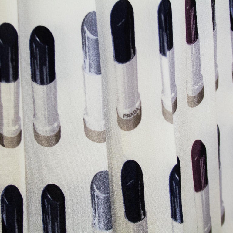 Spring 2000 Prada Runway Lipstick Print Silk Skirt at 1stDibs