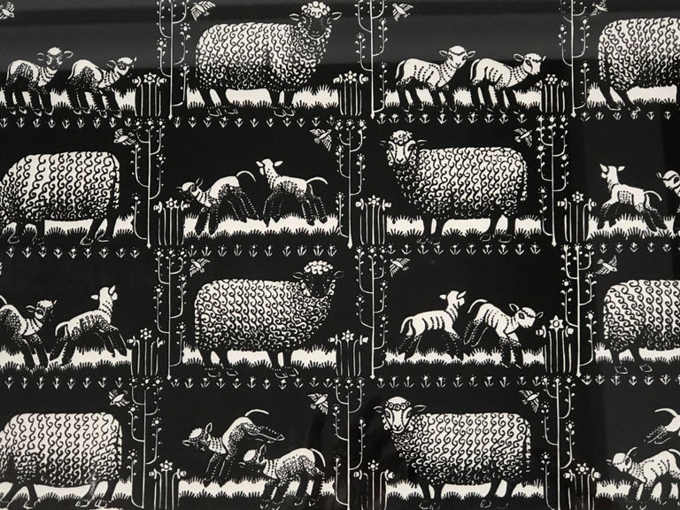 Spring Lambs Folly Cove Designers Hand Block Print at 1stDibs