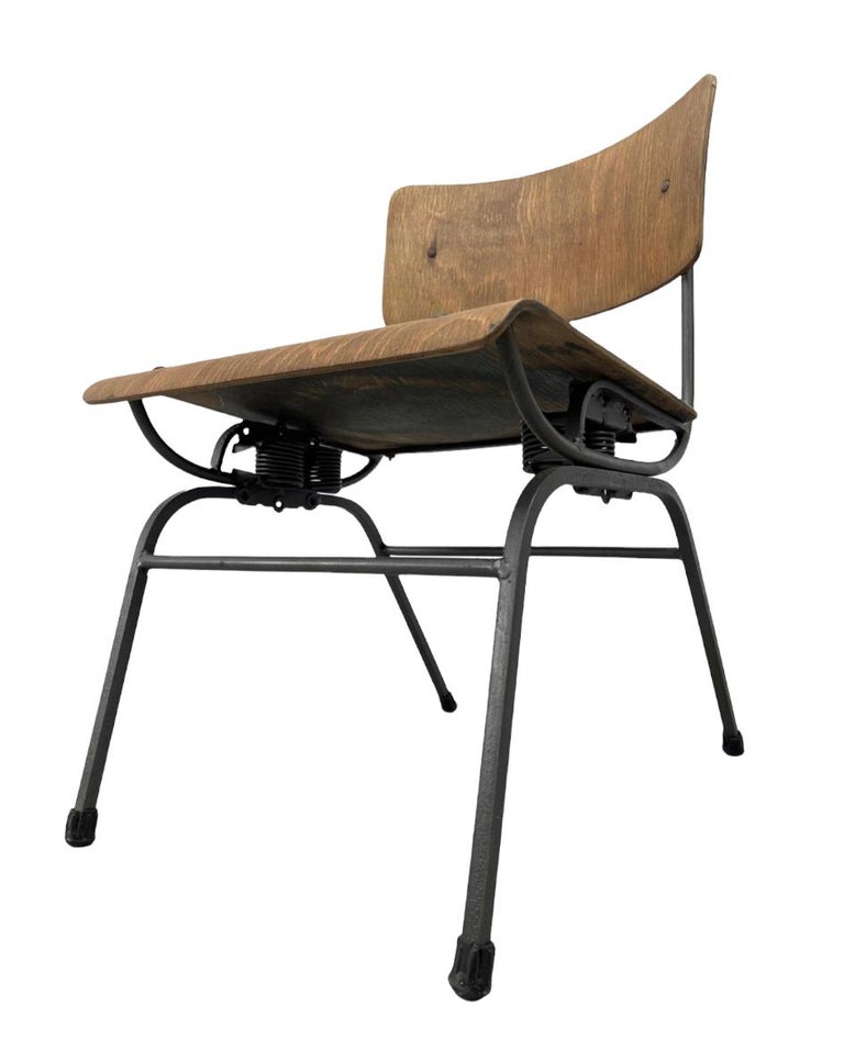 Spring Loaded Iron and Molded Wood American Lounge Chair For Sale at ...