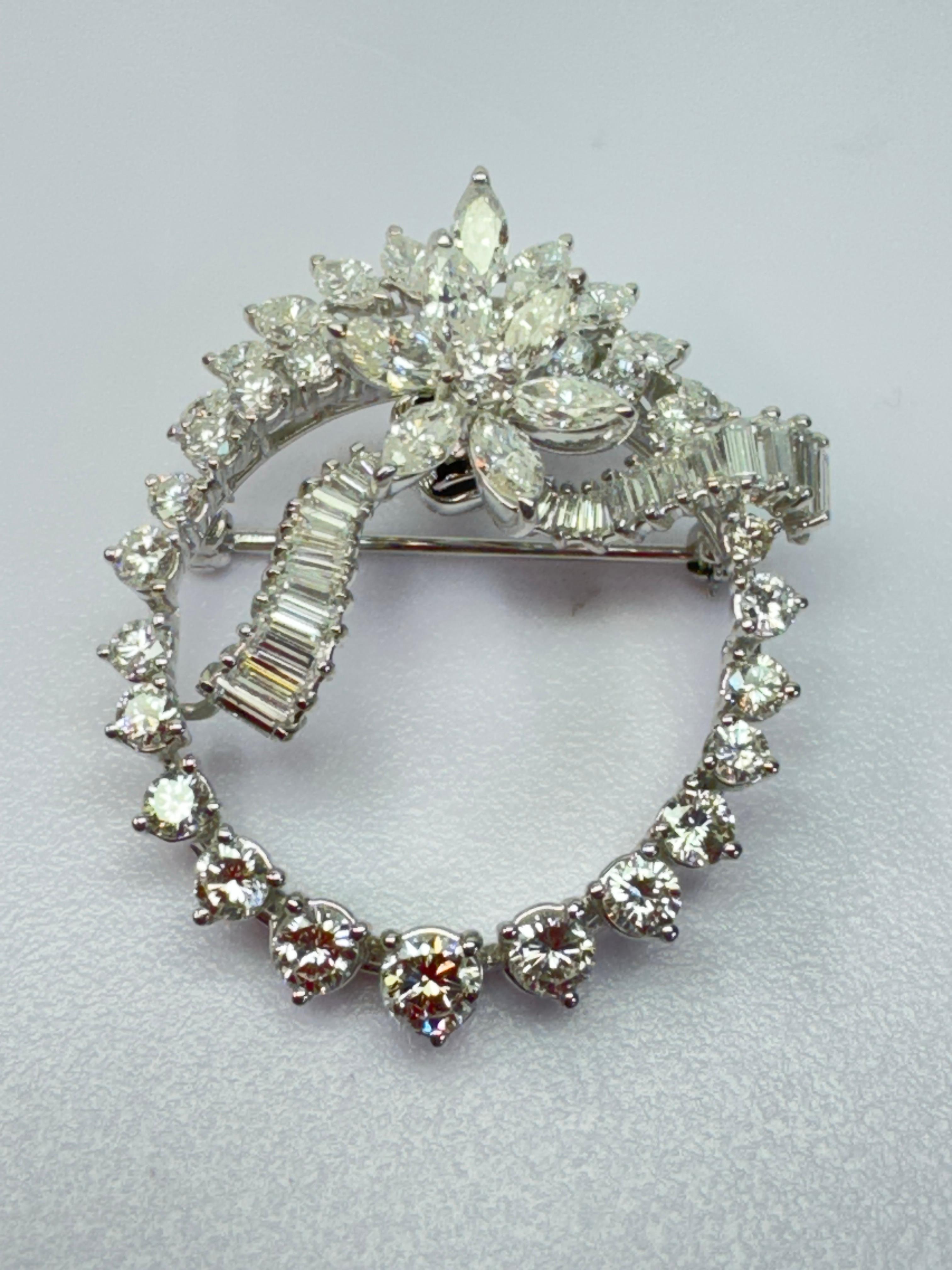 Spring Movement Floral Diamond Pin For Sale at 1stDibs | cartier uncut ...