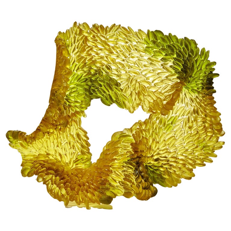 Spring Yellows II, Gold and Green Organic Glass Sculpture by Nina ...