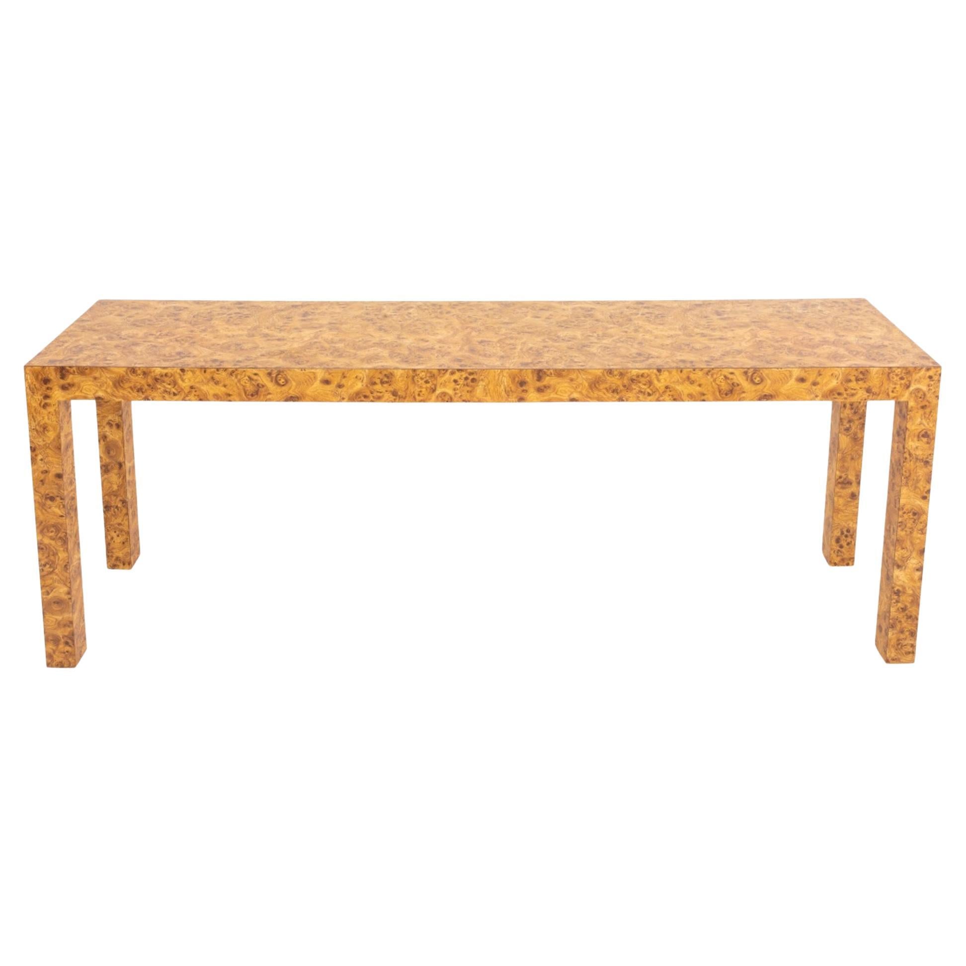 Mid-Century Burl Wood Console, Attributed to Karl Springer at 1stDibs