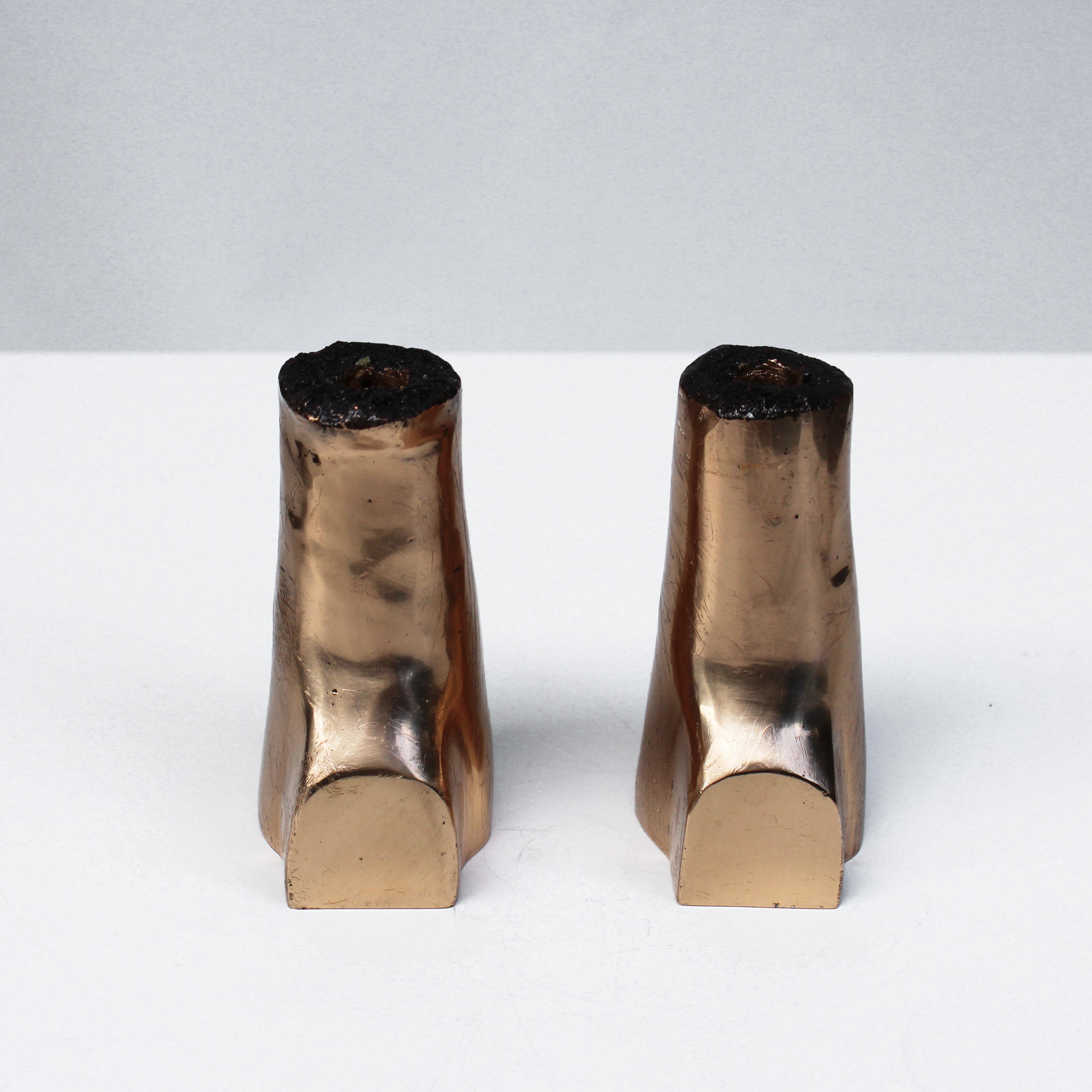 Sprue Candlesticks Set of 2 Cast Bronze by Studio Sunt For Sale at 1stDibs