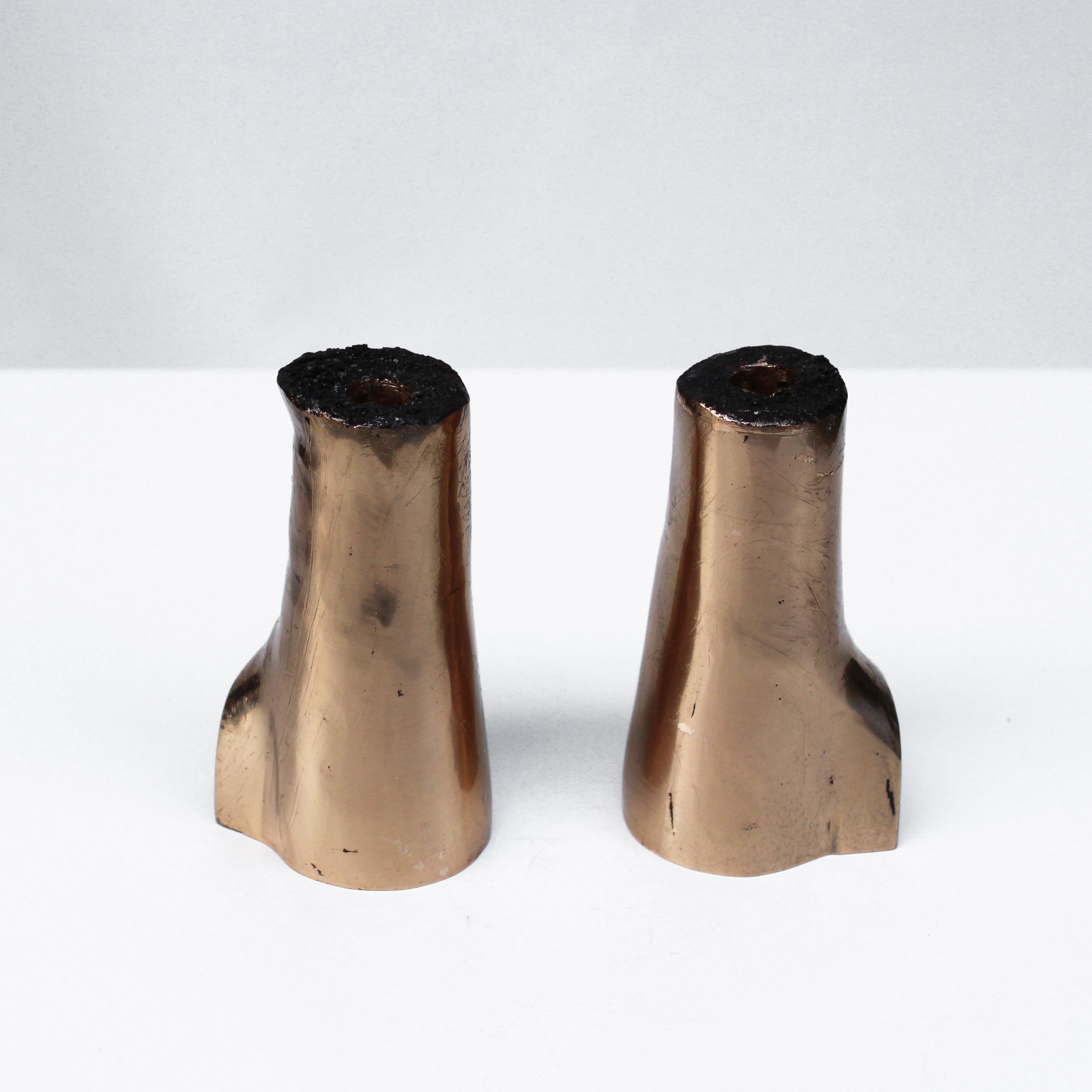 Sprue Candlesticks Set of 2 Cast Bronze by Studio Sunt For Sale at 1stDibs