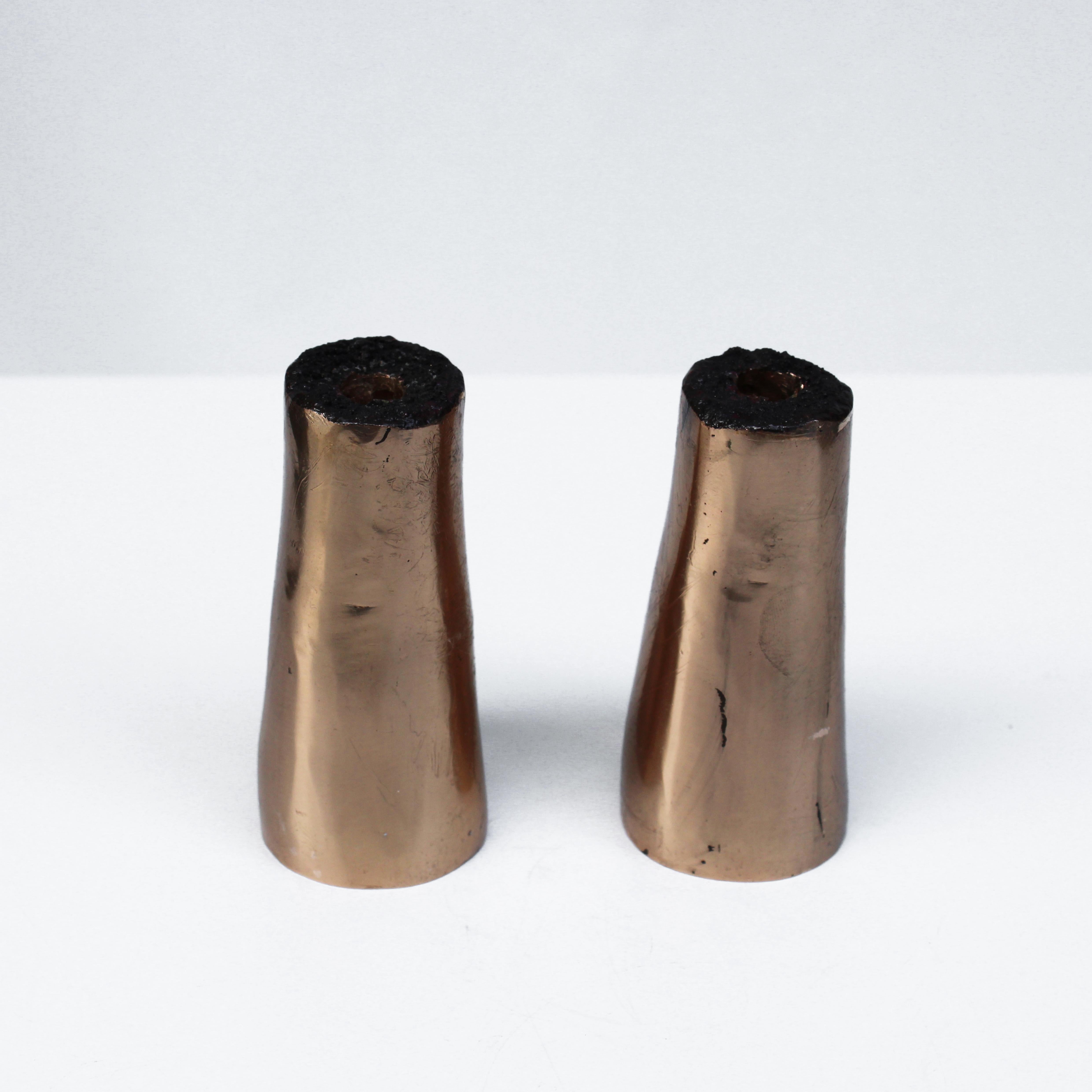 Sprue Candlesticks Set of 2 Cast Bronze by Studio Sunt For Sale at 1stDibs