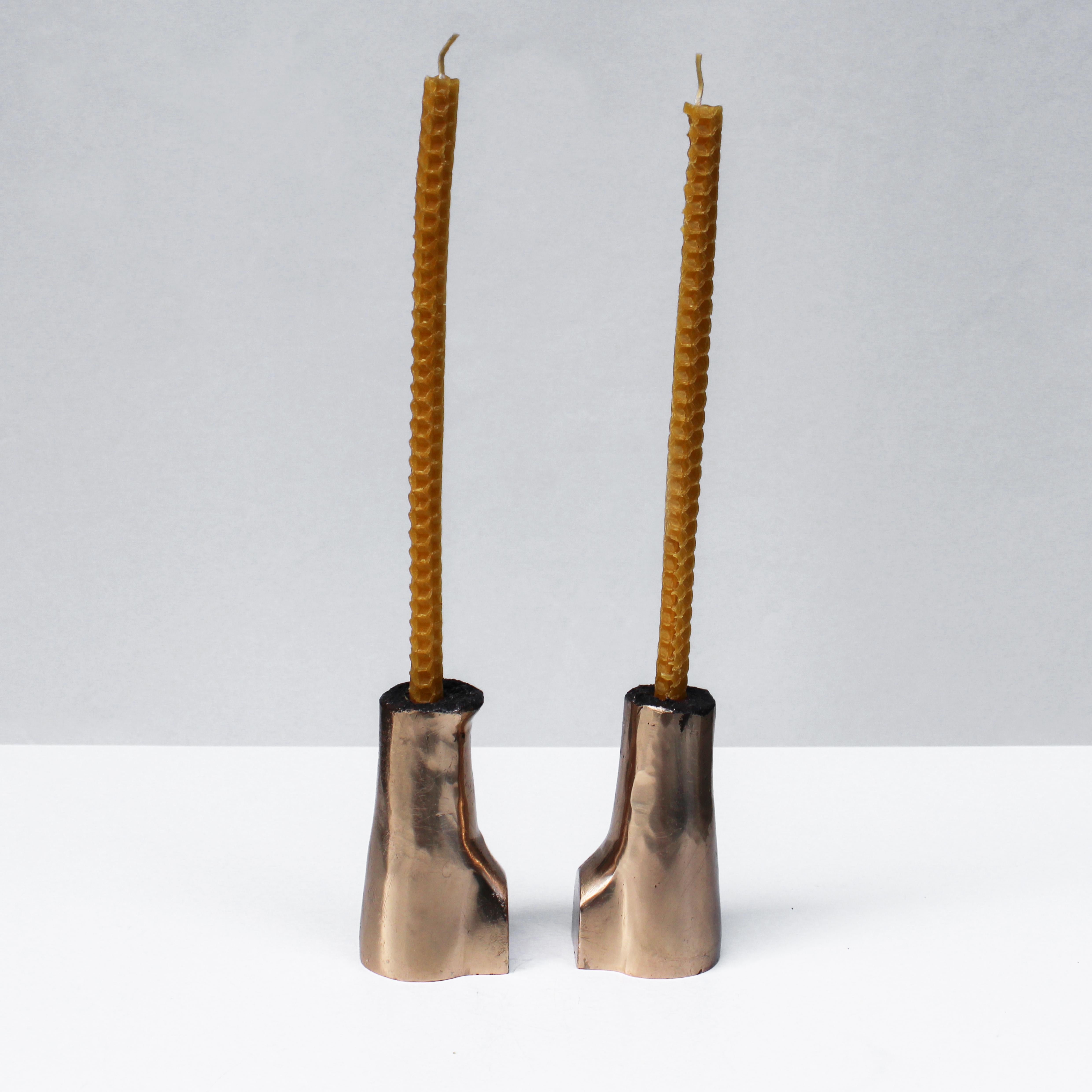 Sprue Candlesticks Set of 2 Cast Bronze by Studio Sunt For Sale at 1stDibs