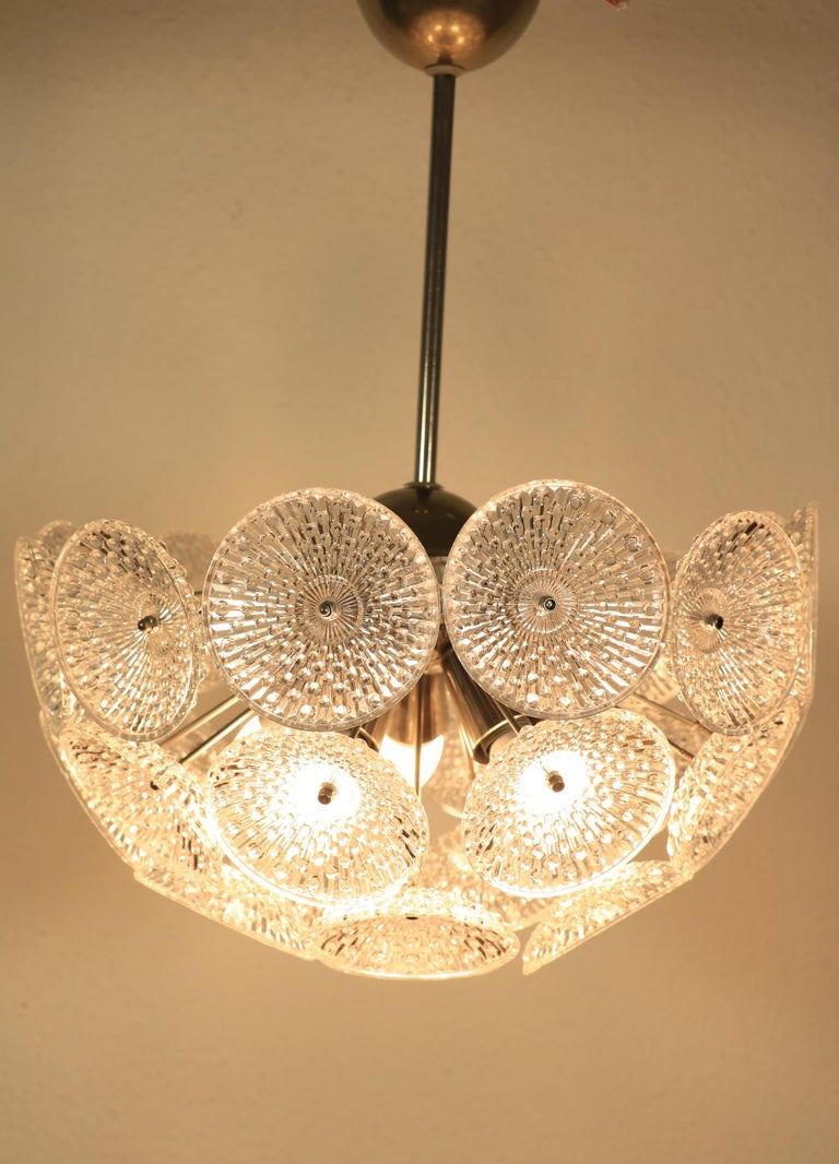 Sputnik Chandelier with 28 Glass Discs, Dandelion Design, 1970s at 1stDibs