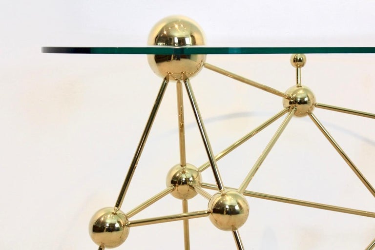 Sputnik Desk or Table with Brass Legs and Glass Top at 1stDibs